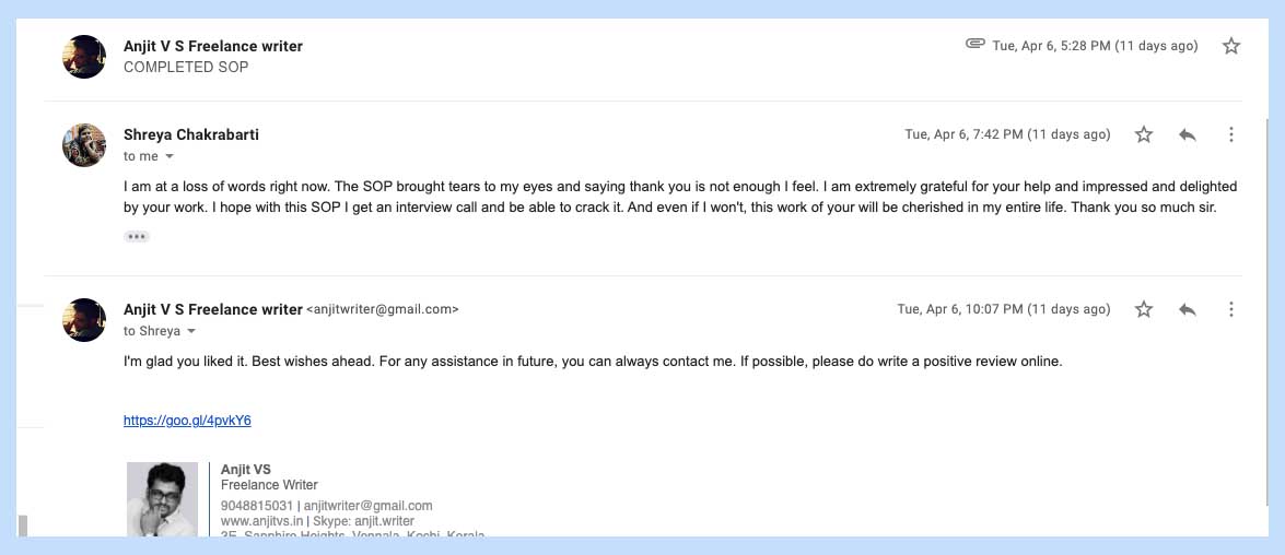 Best Sample SOP for MS in CS with Work Experience | Anjit VS